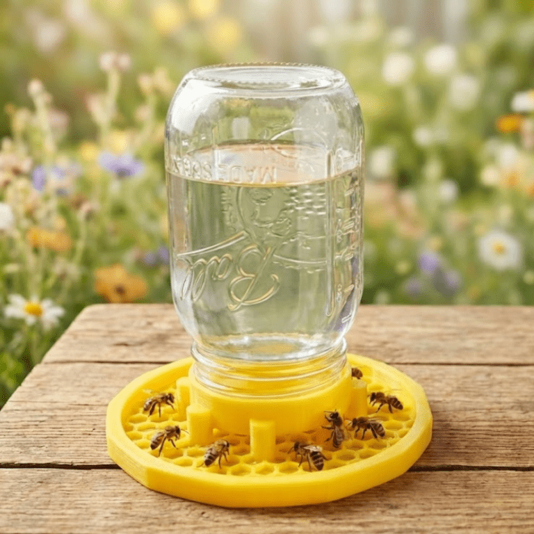 Mason Jar Bee Waterer Station – Yellow – Honey Top Bees